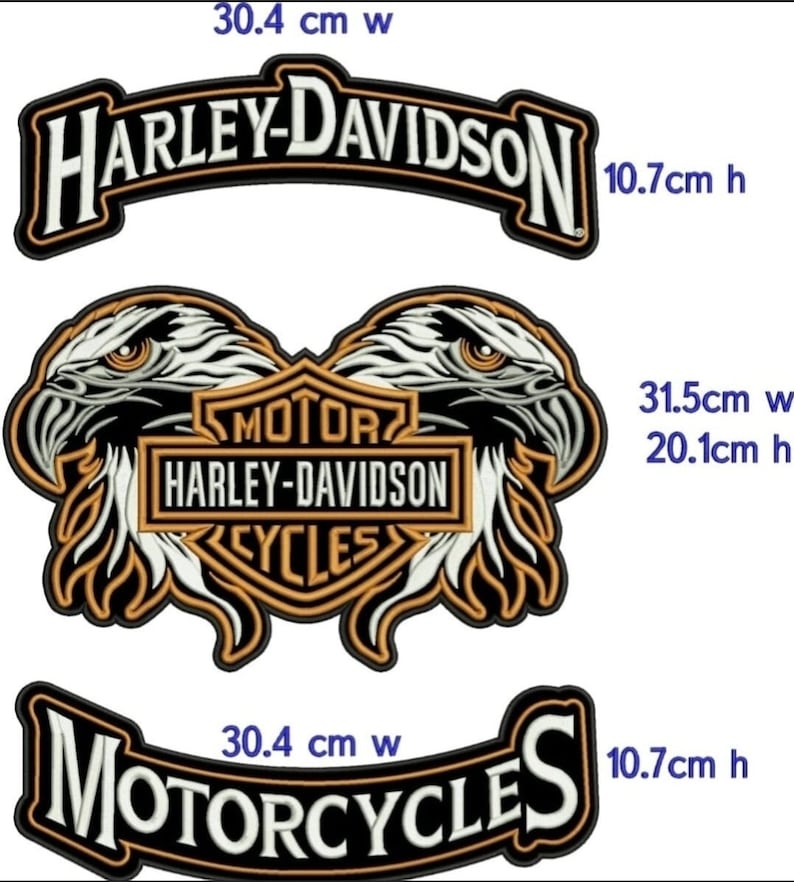 Harley Davidson Patch 3 Piece Eagle Patches for Jacket Motorcyclist ...