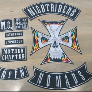 Nightriders Nomads MC Embroidery Patches Set of 9 Pcs Large Size Iron ...