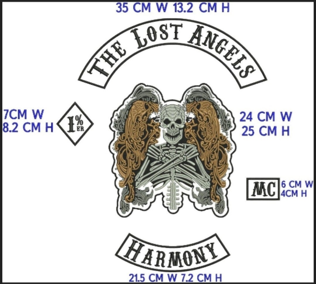 The Lost Angels Harmony 5 Pcs Bikers Patch Full Embroidery Iron on Set ...