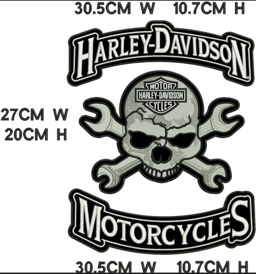 Harley Davidson G-skull Rockers Willie Embroidery Patches Set Iron on ...