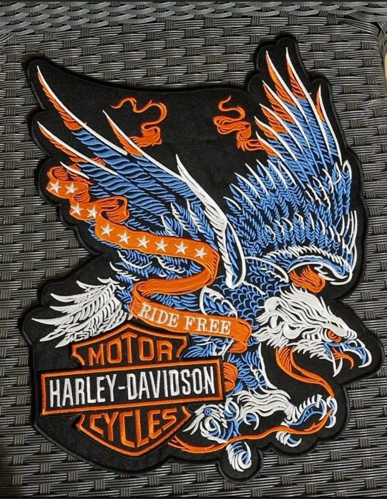 Harley Davidson Eagle Large Patch 12" Harley Motorcycle Jacket Embroidered Patch - Etsy