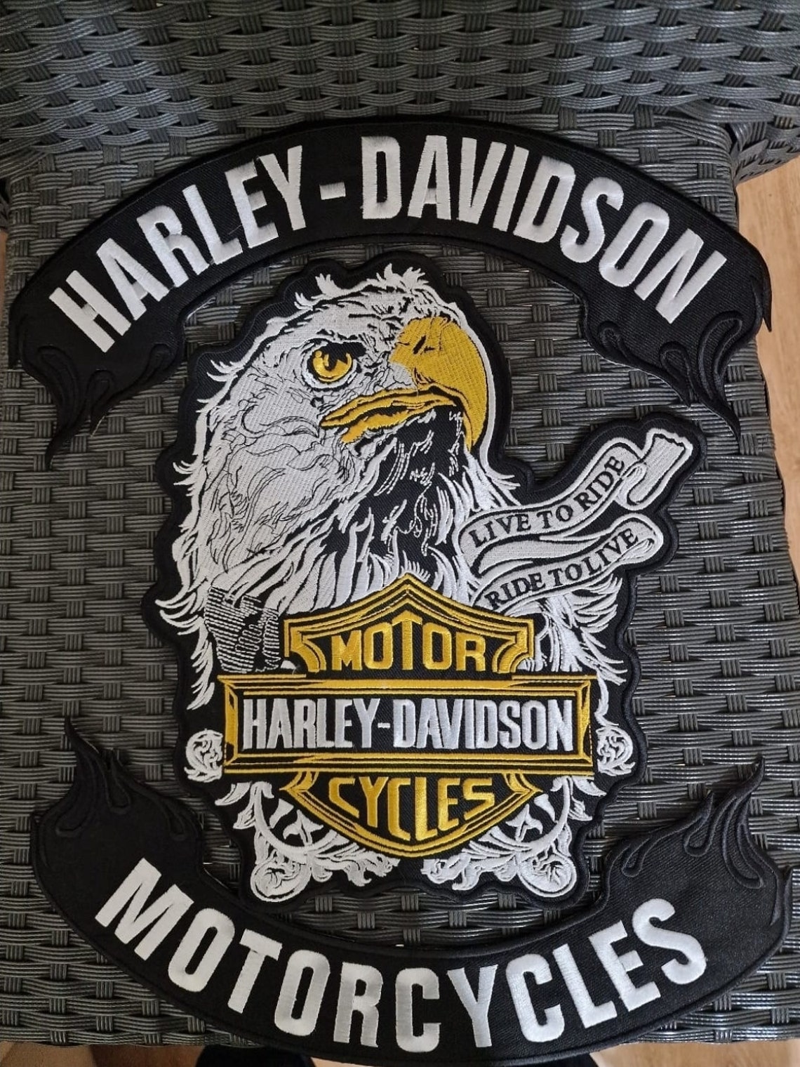 Harley Davidson Set of Three 3 Eagle Patch - Embroidered Motorcycle ...