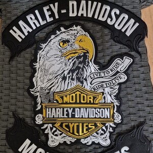Harley Davidson Set of Three 3 Eagle Patch - Embroidered Motorcycle ...