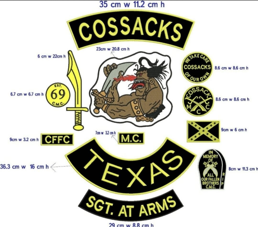 Cossacks Texas Mc Embroidery Patches DIY Full Set Applique Patches Iron ...