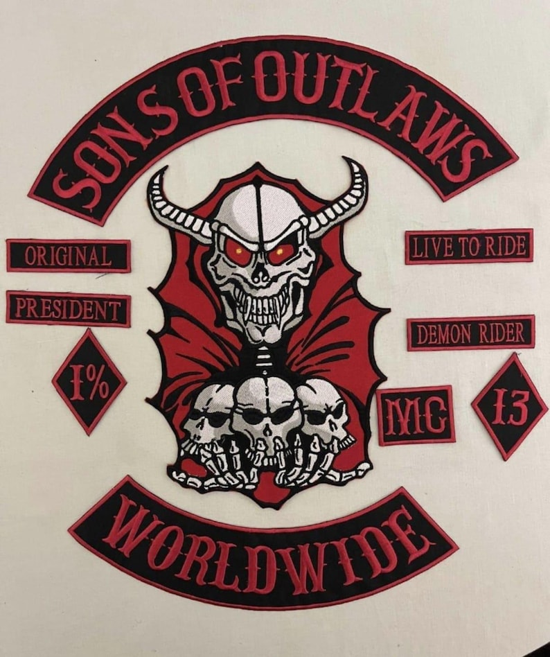 Sons of Outlaws Motorcycle Club Embroidery Patches Set Iron On - Etsy