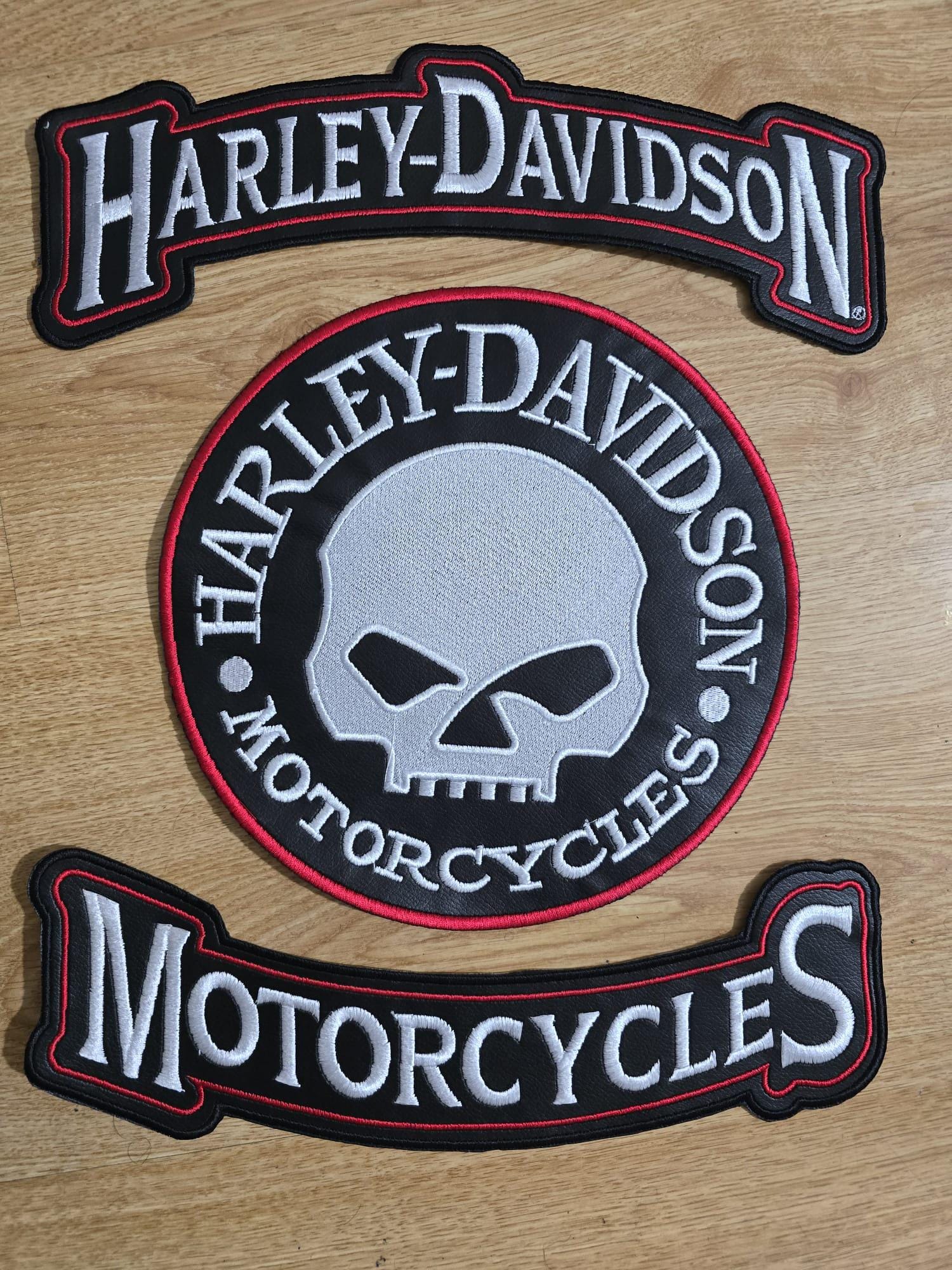 Harley Davidson Black Skull Embroidery Patch 30.5cm Iron on Embroidered ...