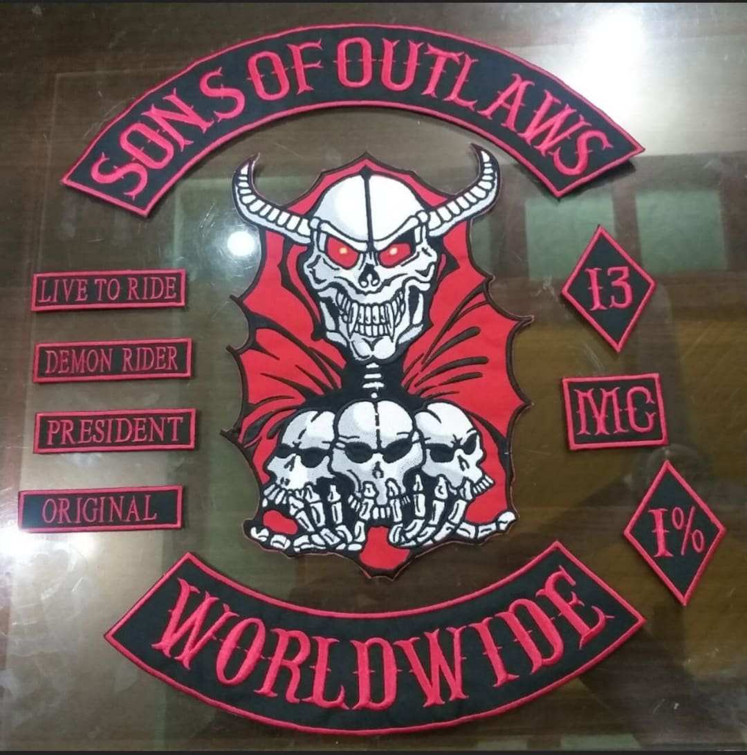 Sons of Outlaws Motorcycle Club Embroidery Patches Set Iron On - Etsy
