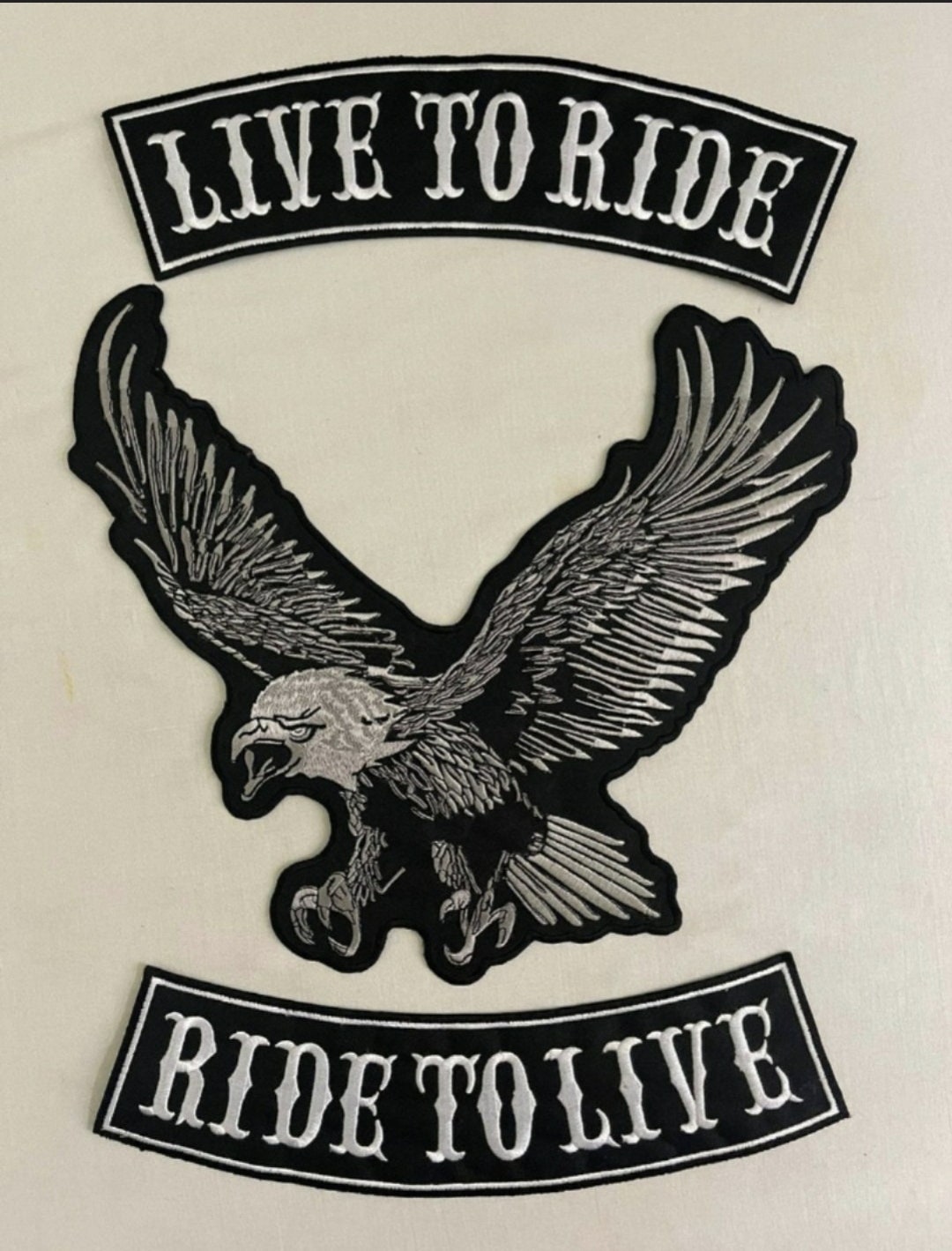 Live to Ride Ride to Live Patch With Eagle Embroidery Patches Iron On ...