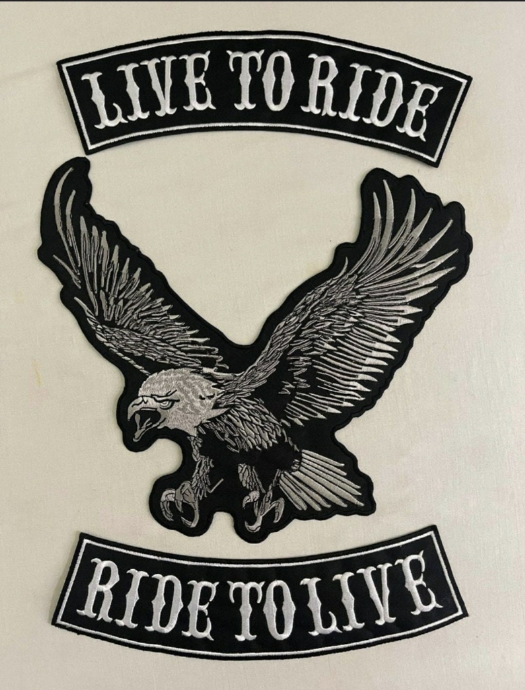 Live to Ride Ride to Live Patch With Eagle Embroidery Patches Iron On ...