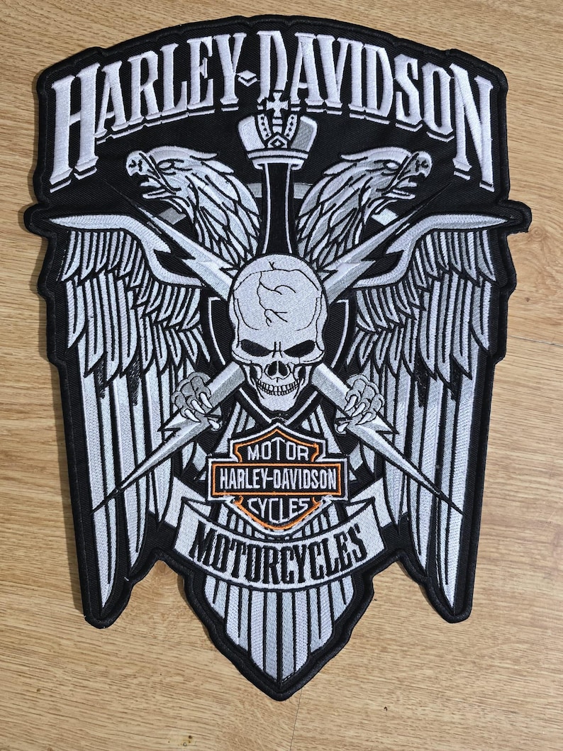 Harley Davidson WINGS SKULL Large Back Patch for Custom Biker Vest - Etsy