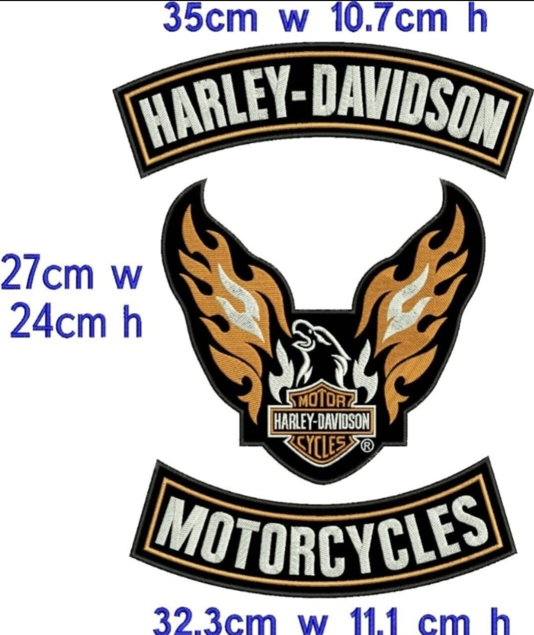 Harley Davidson Patch 3 Piece Patches for Jacket Motorcyclist Iron on ...