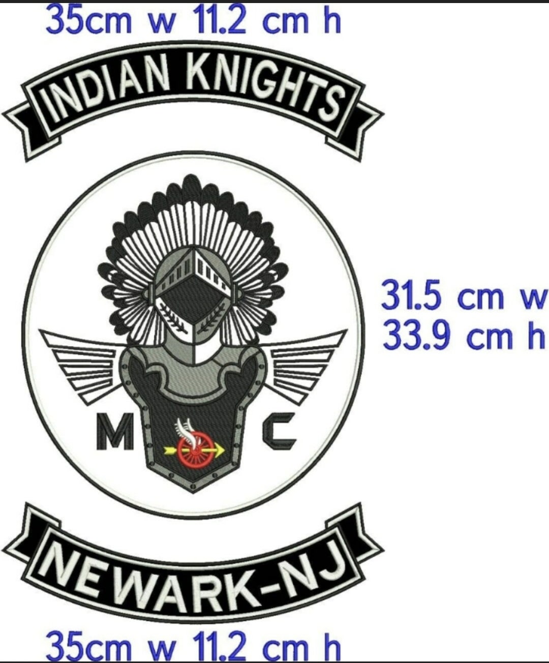 Indian Knight Newark-nj Embroidered Patches Set of 3 Pcs - Etsy