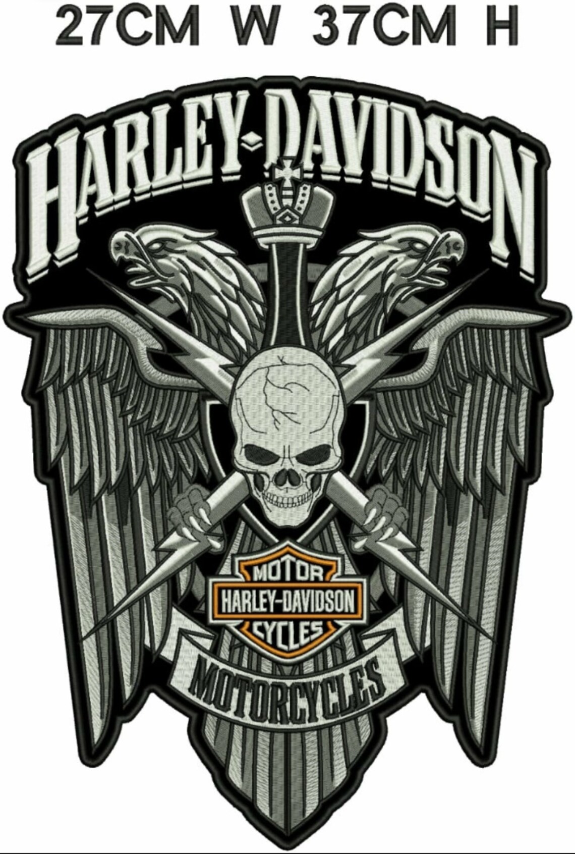 Harley Davidson WINGS SKULL Large Back Patch for Custom Biker Vest - Etsy