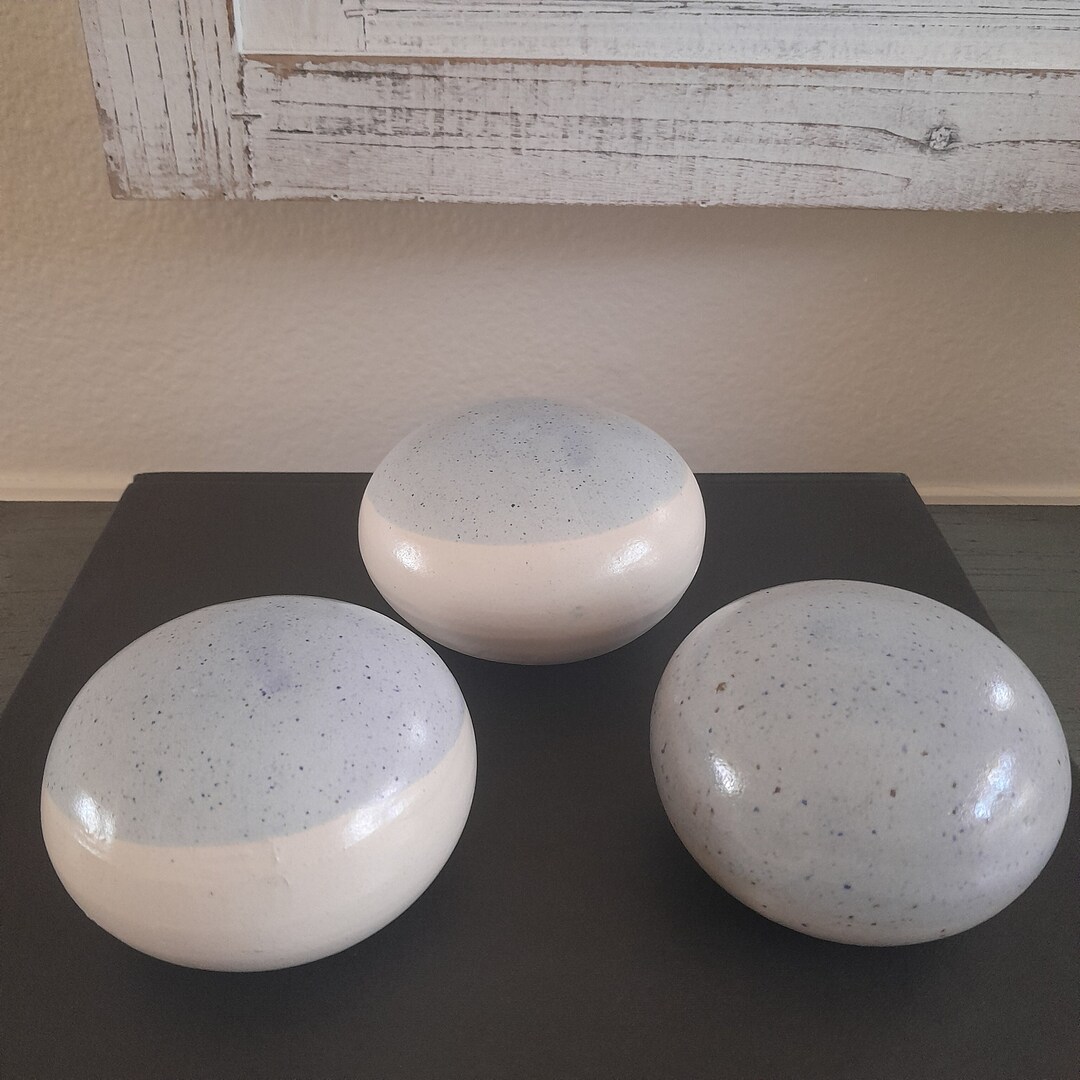 Fraser Harris Studio Pottery Spheres Light Blue and White Glazed Set of ...