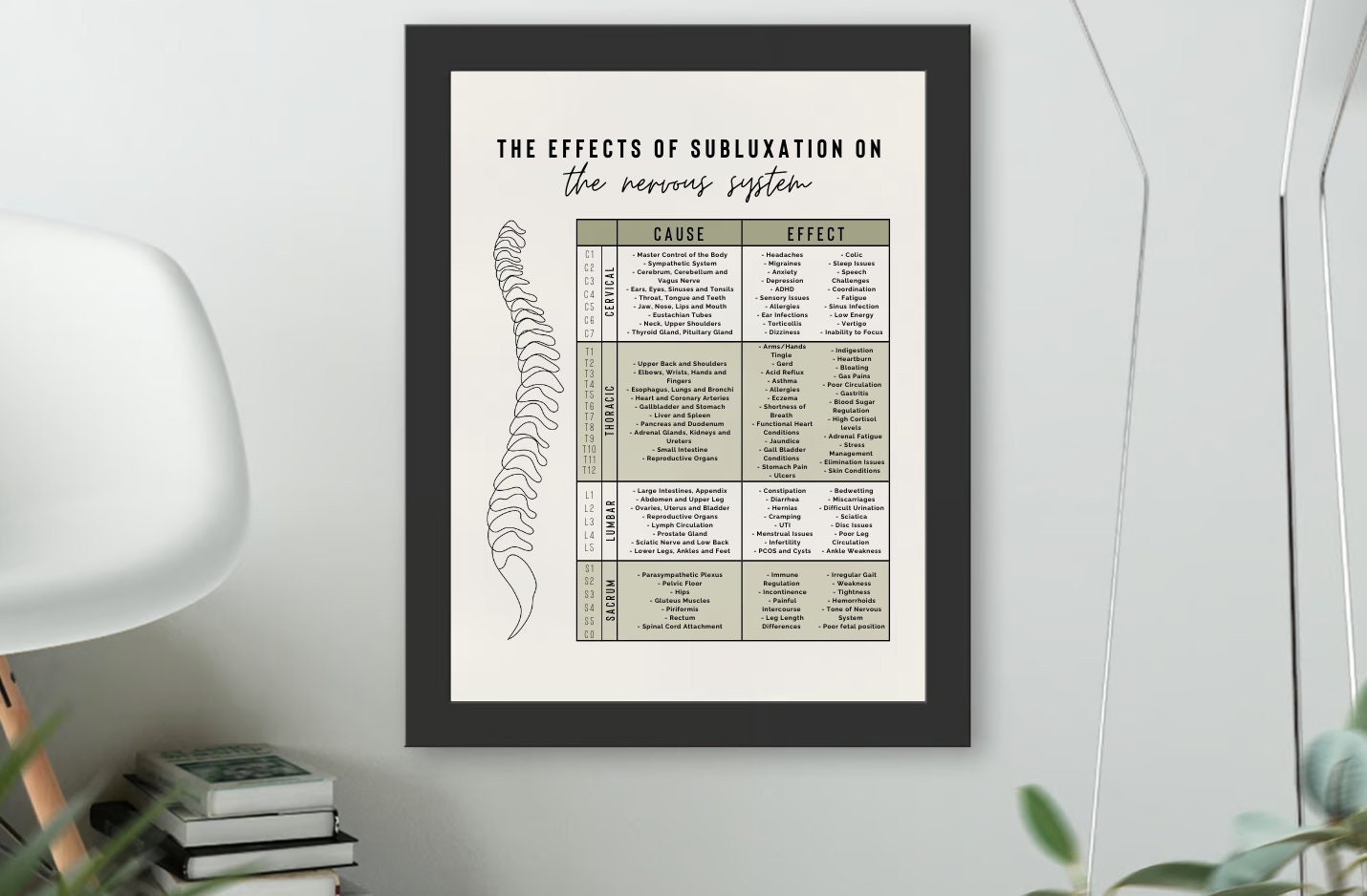 Effects of Subluxation Nerve Chart Nervous System Educational Poster ...