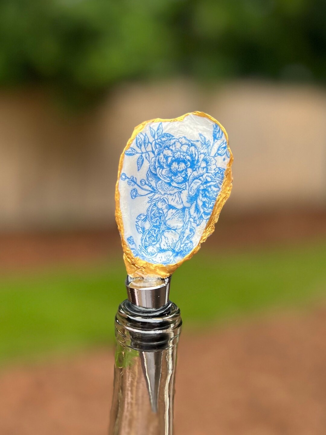 Decorative Chinoiserie Oyster Shell Wine Bottle Stopper "ginger Jar ...