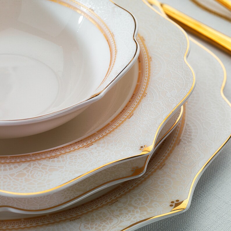 Handmade, Sturdy and Healthy Durable 60 Piece 12 Person Porcelain ...