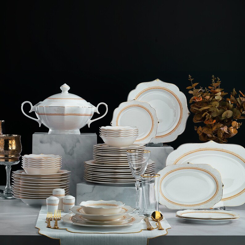 Handmade, Sturdy and Healthy Durable 60 Piece 12 Person Porcelain ...