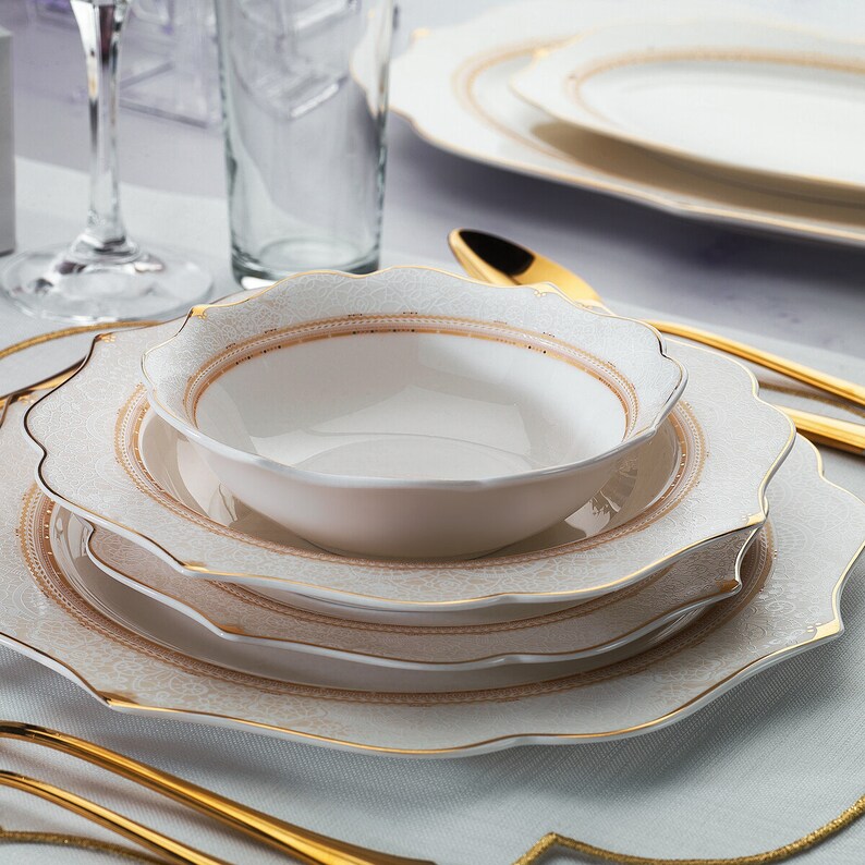 Handmade, Sturdy and Healthy Durable 60 Piece 12 Person Porcelain ...