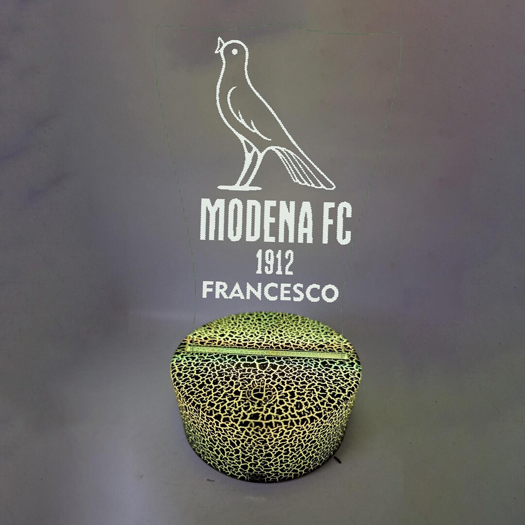 Plexiglass Lamp Design Crest Modena Calcio and Personalized Name Decor ...