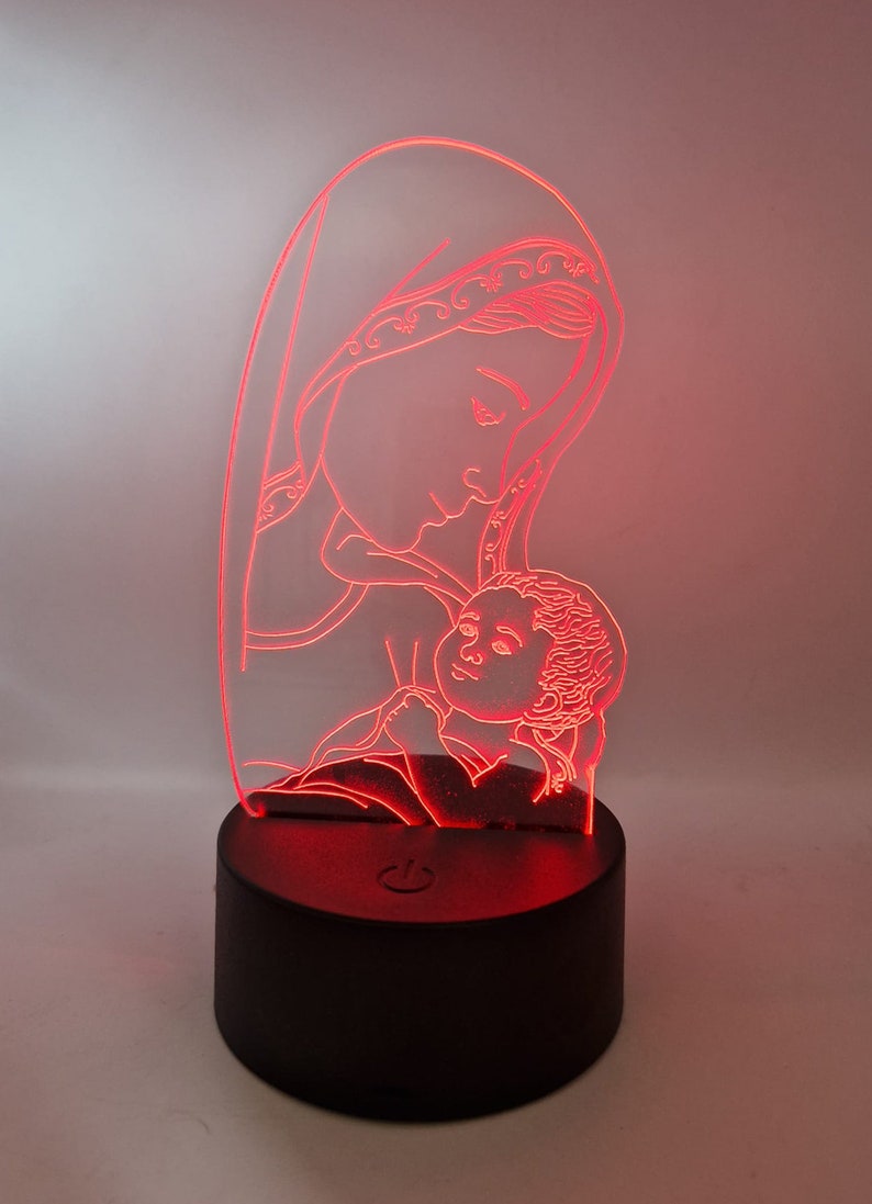 Plexiglass Lamp With Sacred Image Madonna With Child Decor Night Light ...