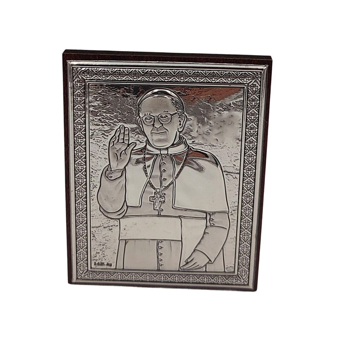 Pope Francis Icon in Silver With Wooden Back – 5 X 7 Cm – Made in Italy ...