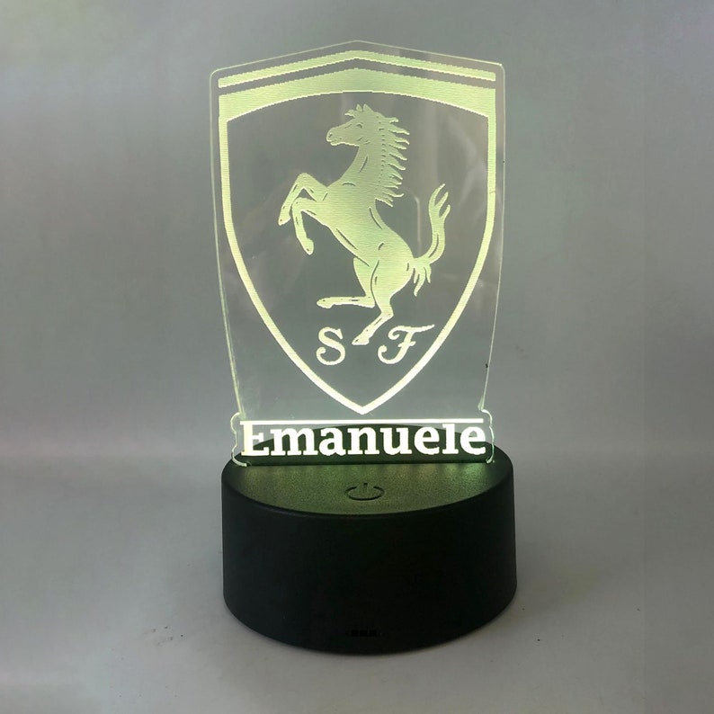 Scuderia Ferrari Plexiglass Lamp and Personalized Name Decor Night ...