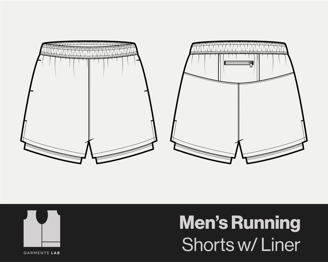 Men's Sportwear/activewear Running Shorts With Liner Flat Sketch ...