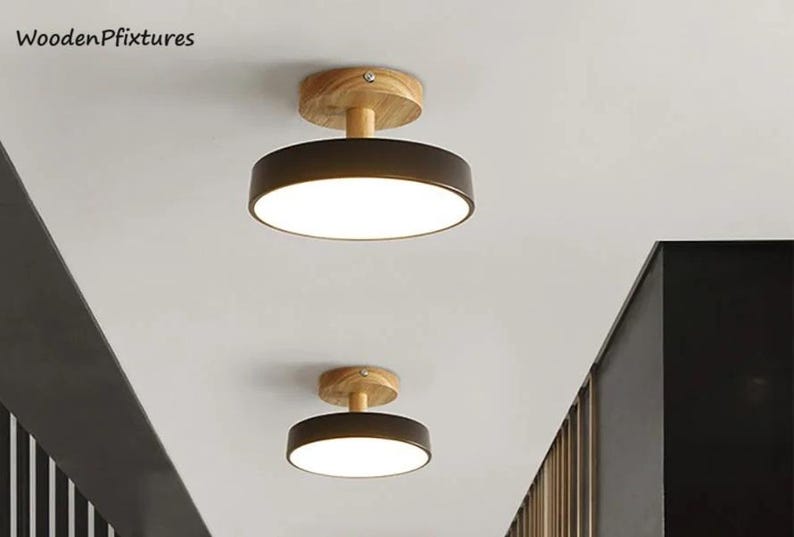 Elegant Wooden Ceiling Light Fixture, Two Colours Black , White - Etsy