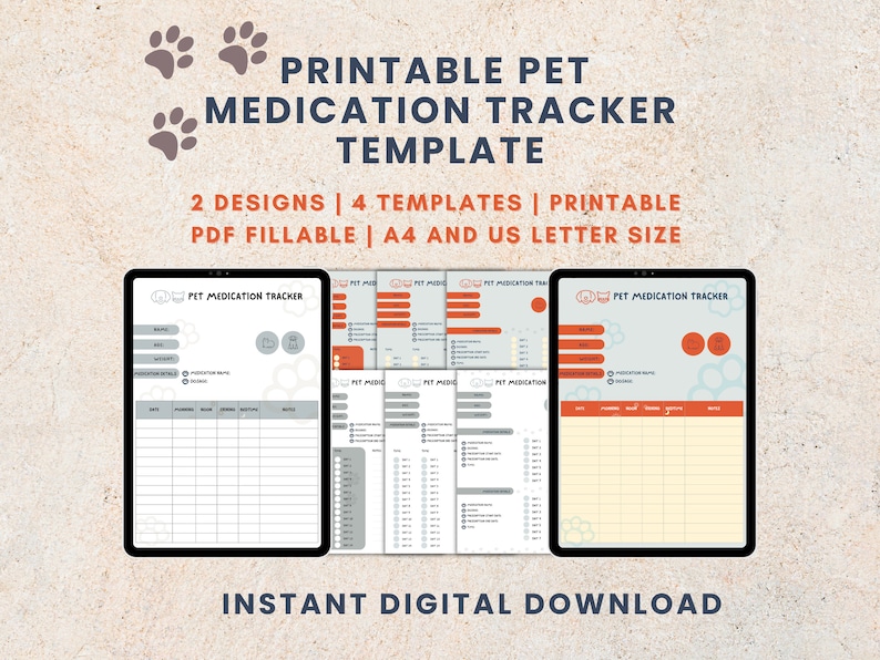 8 Pet Medication Tracker, Medication Log for Cat and Dog, Dosage ...
