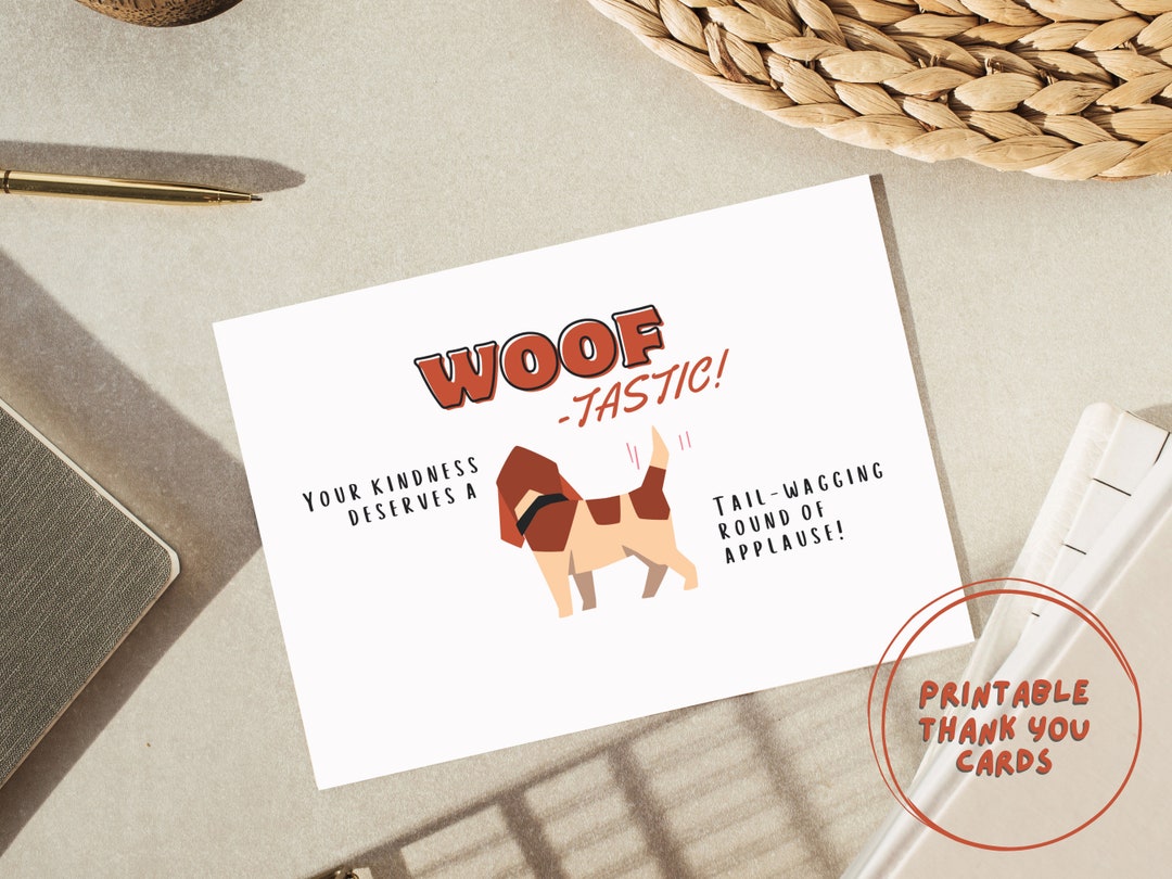 Printable Thank You Card Funny Dog Woof-tastic Thank You Card for Dog ...