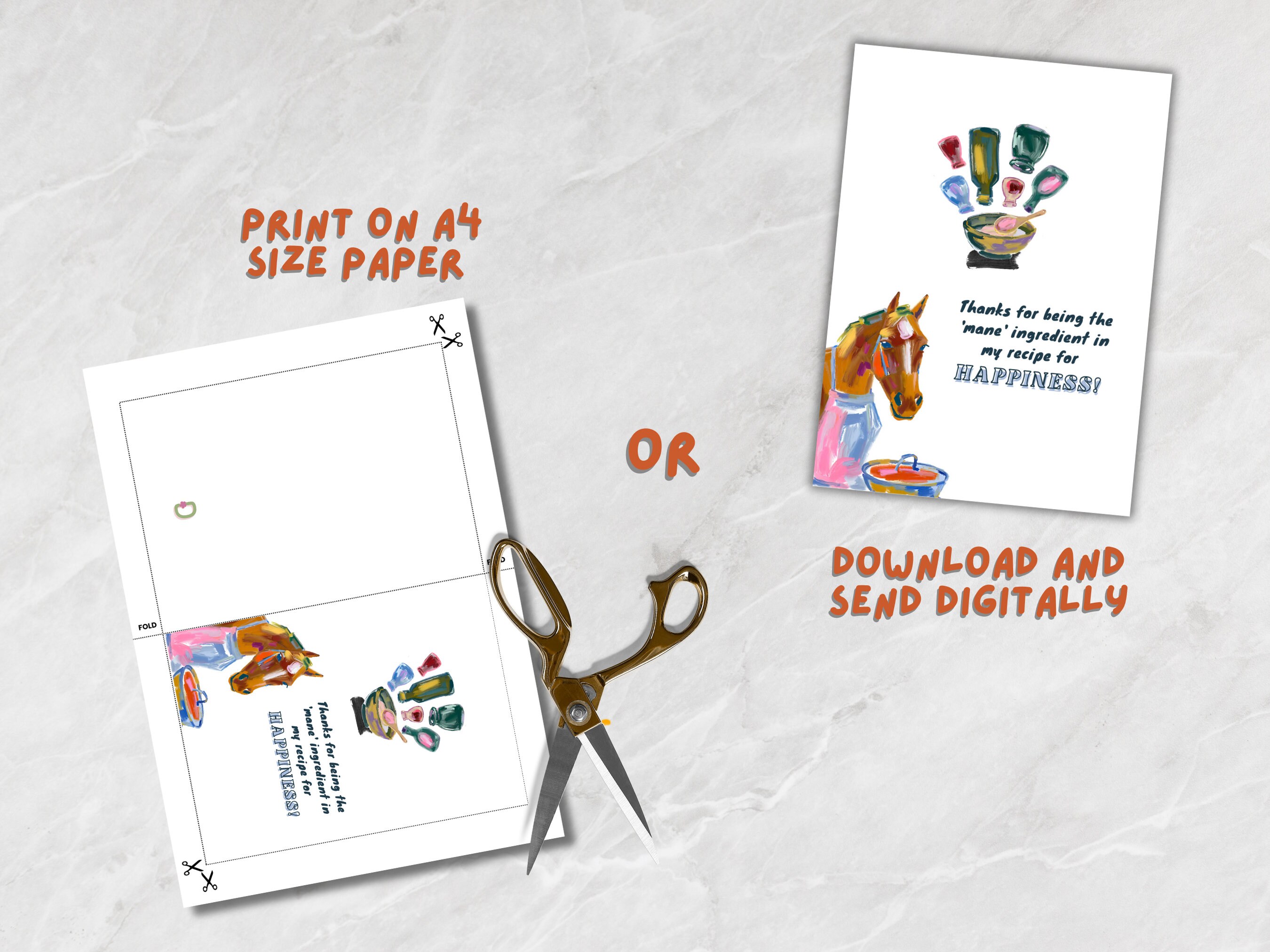 Funny Pun Horse Thank You Card, 'mane' Ingredient in My Recipe for ...