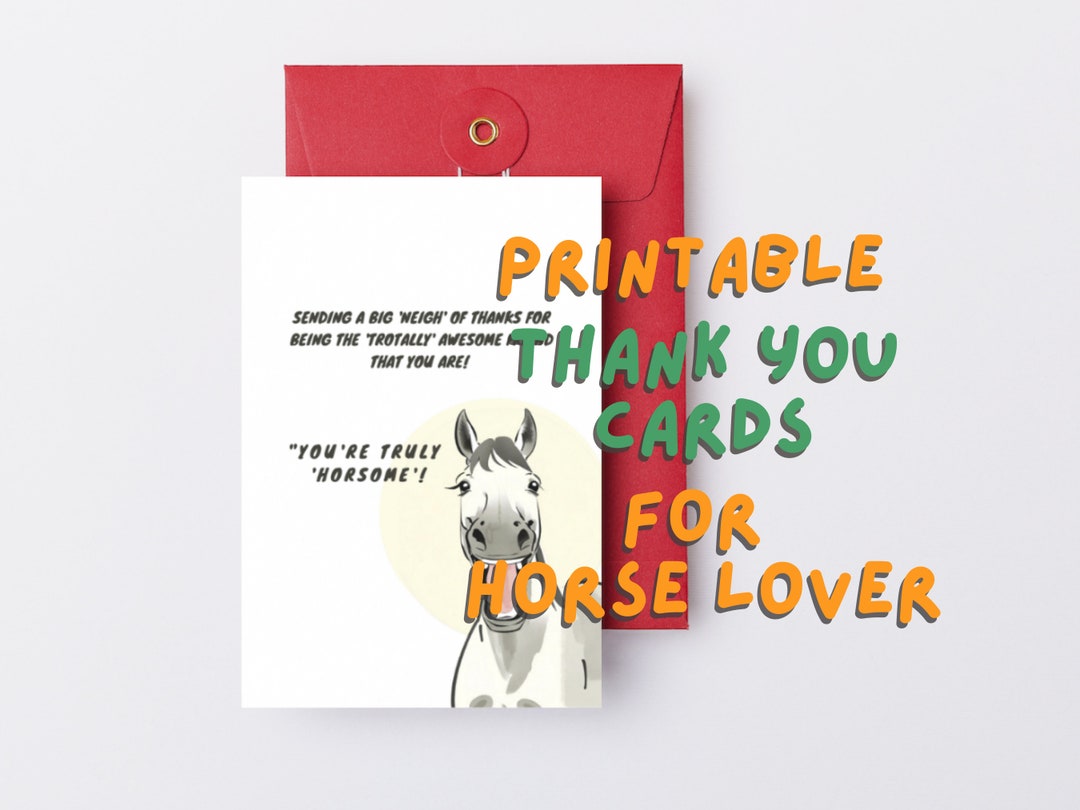 Horse Thank You Cards, Funny Horse Thank You Cards, Horse Lover, Saying ...