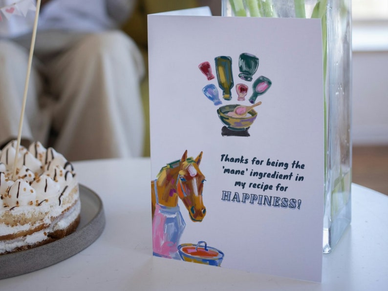 Funny Pun Horse Thank You Card, 'mane' Ingredient in My Recipe for ...