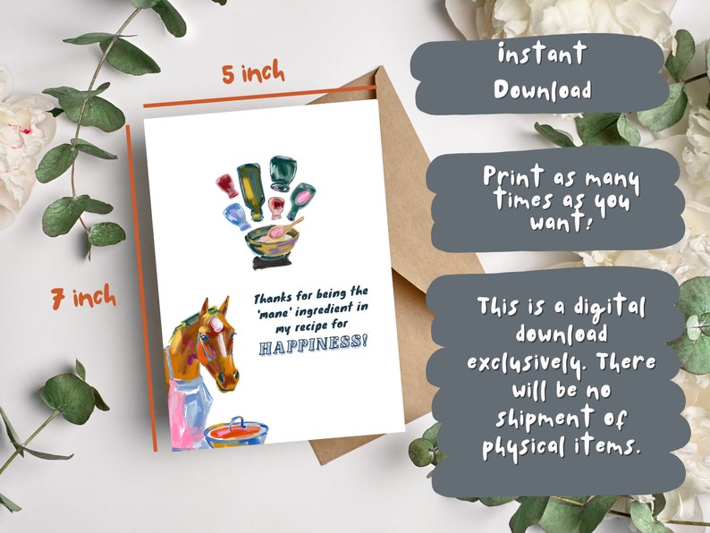 Funny Pun Horse Thank You Card, 'mane' Ingredient in My Recipe for ...