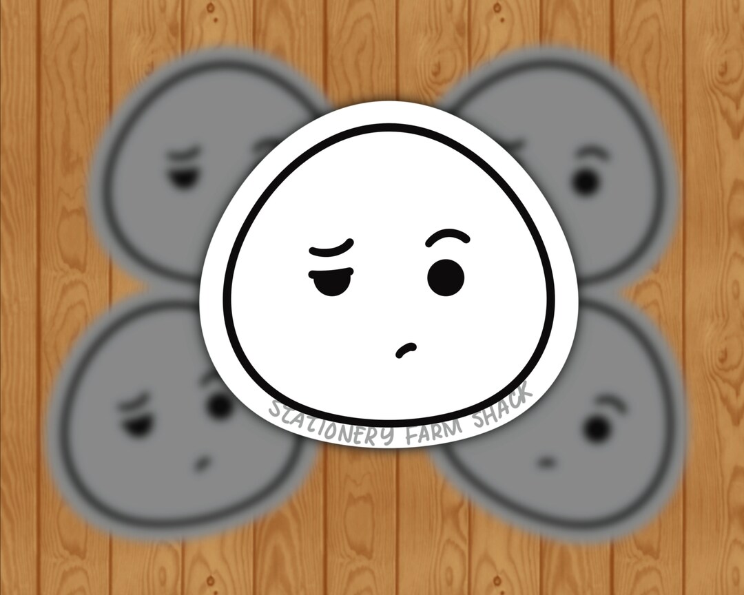 Huh Cute Mochi Head Sticker, Expression, Emotion, Face, Die-cut ...