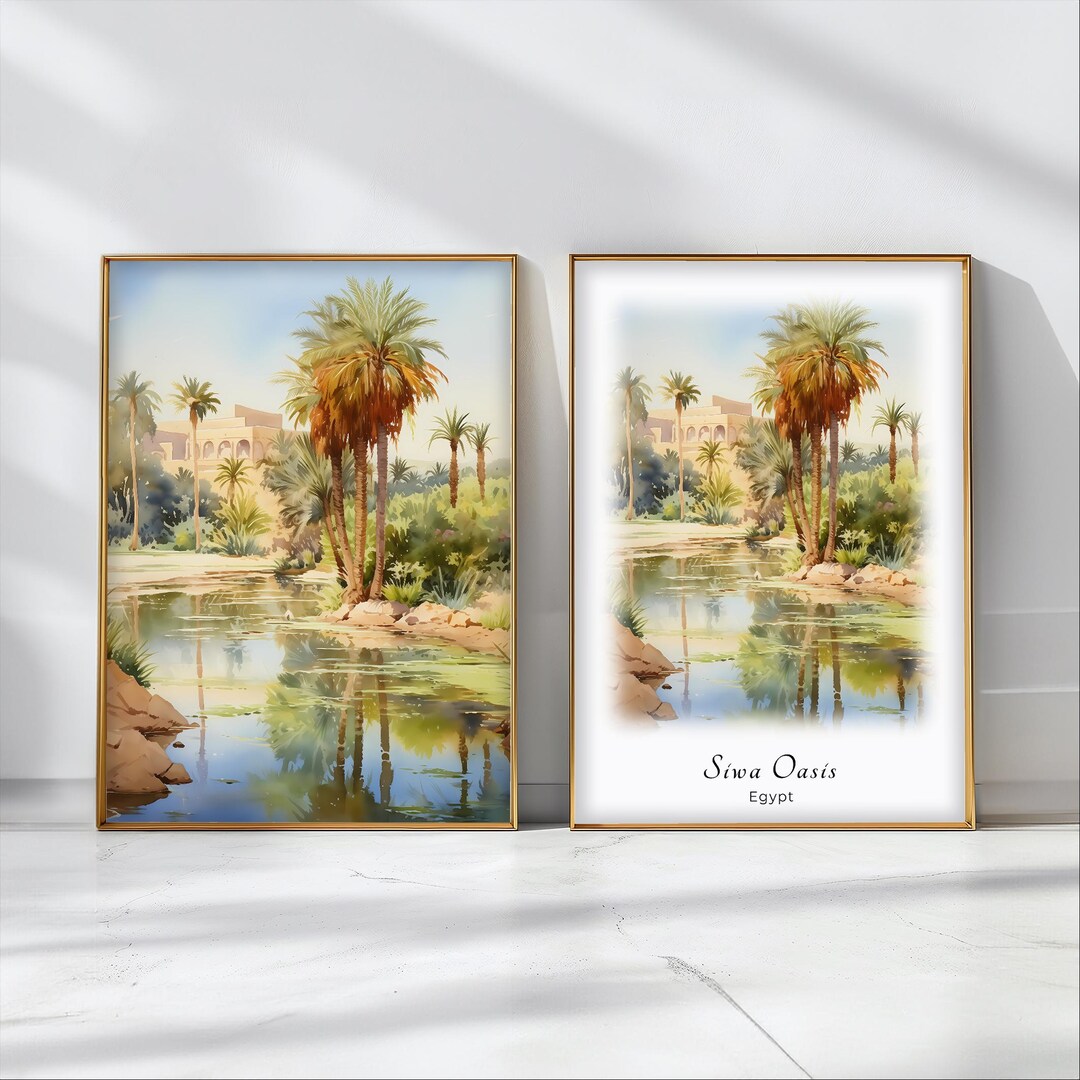 Siwa Oasis Watercolor Poster Travel Art Print Egypt Landscape Art Decor ...