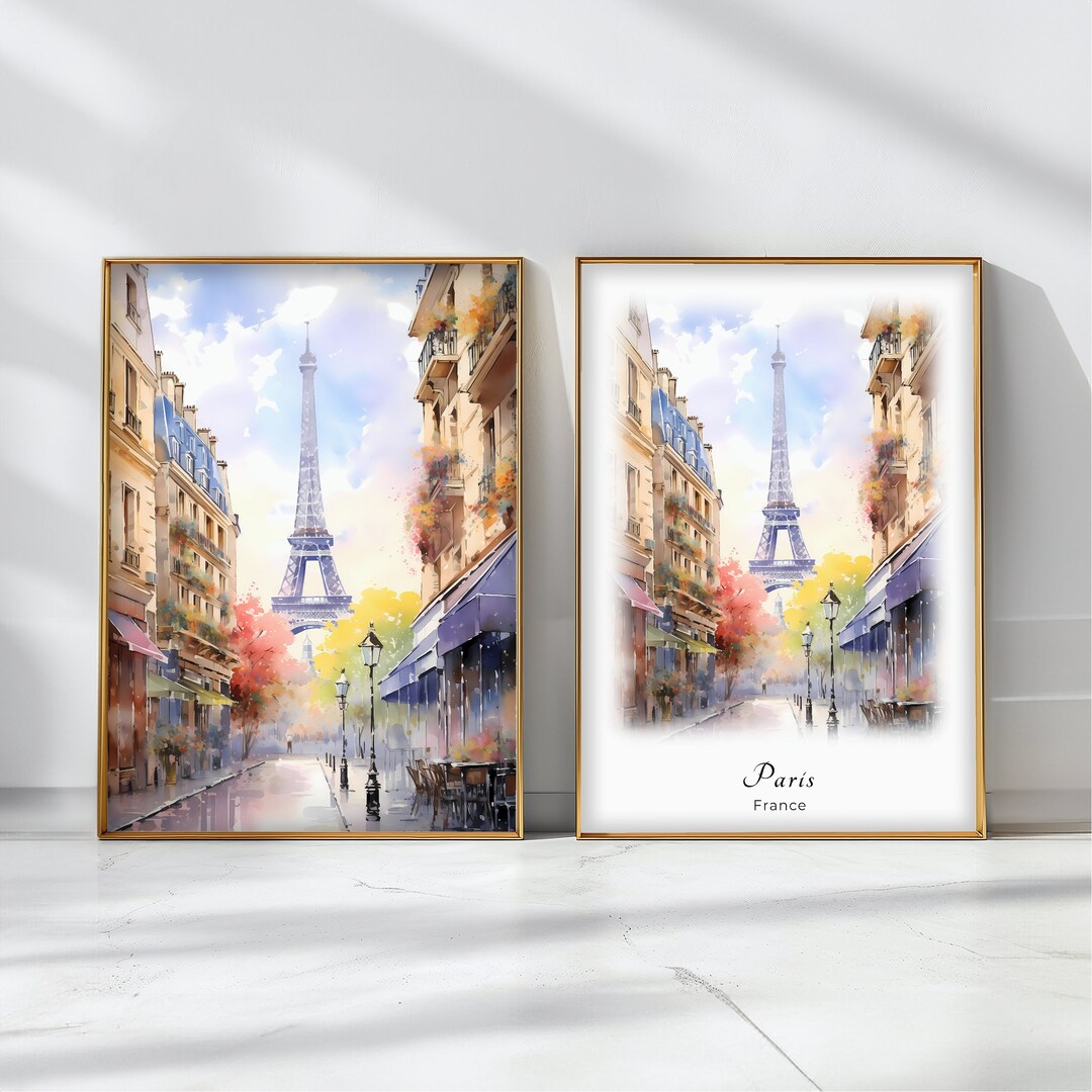 Paris Watercolor Poster Travel Art Print France Landscape Art Decor ...