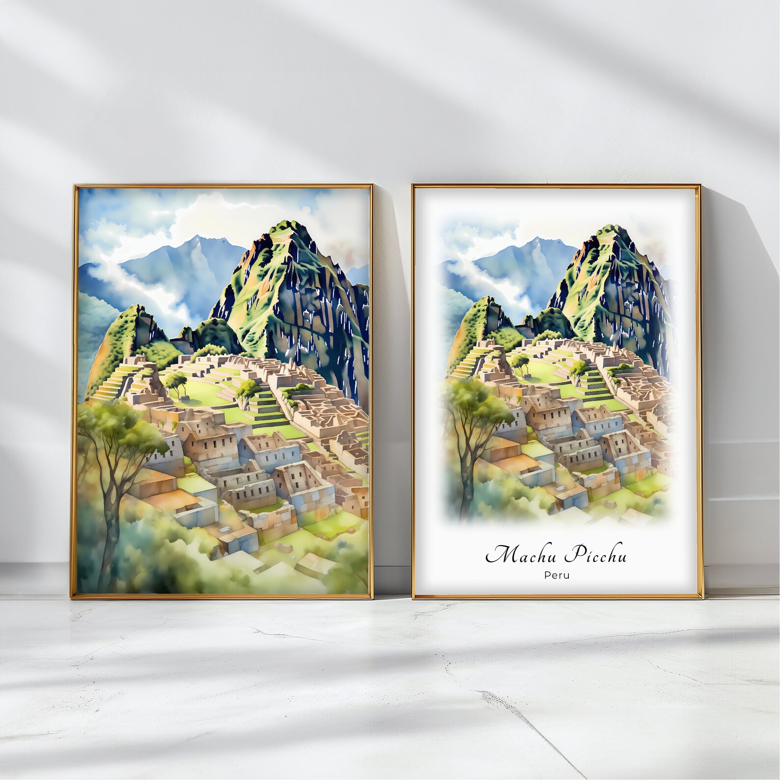 Machu Picchu Watercolor Poster Travel Art Print Peru Landscape Art ...