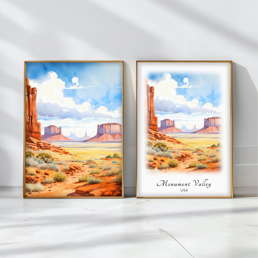 Monument Valley Watercolor Poster Travel Art Print USA Landscape Art ...