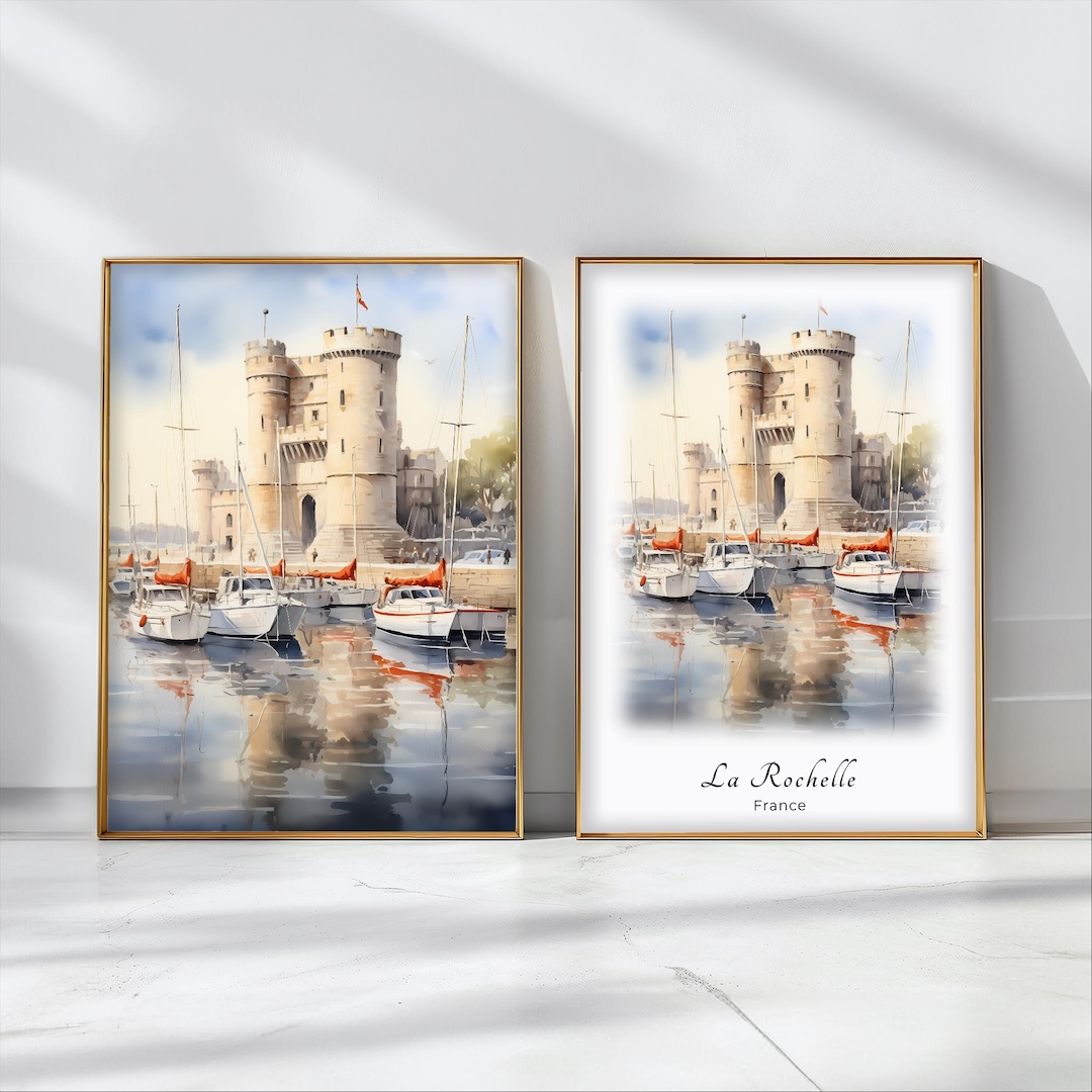 La Rochelle Watercolor Poster Travel Art Print France Landscape Art ...