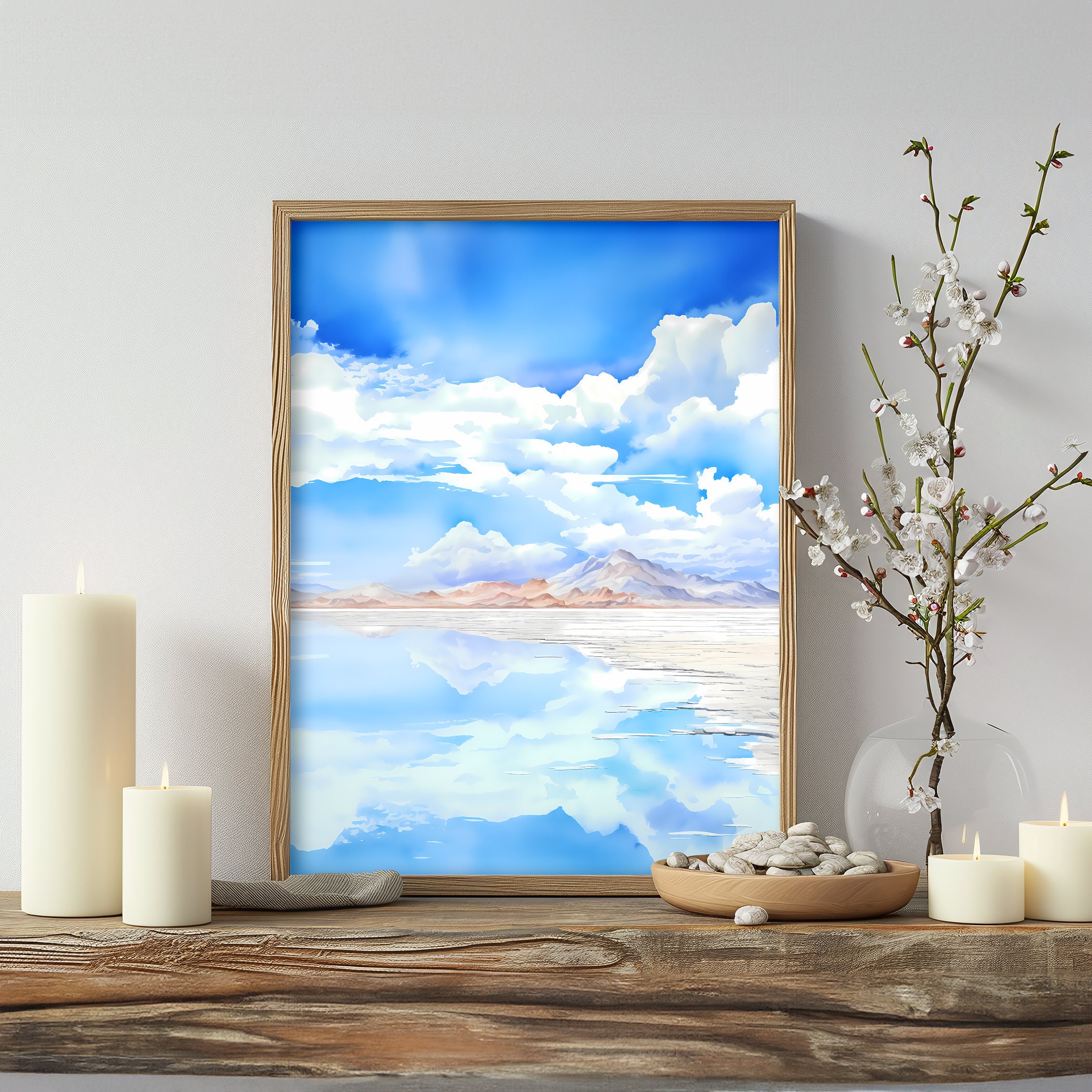 Salar De Uyuni Watercolor Poster Travel Art Print Bolivia Landscape Art ...