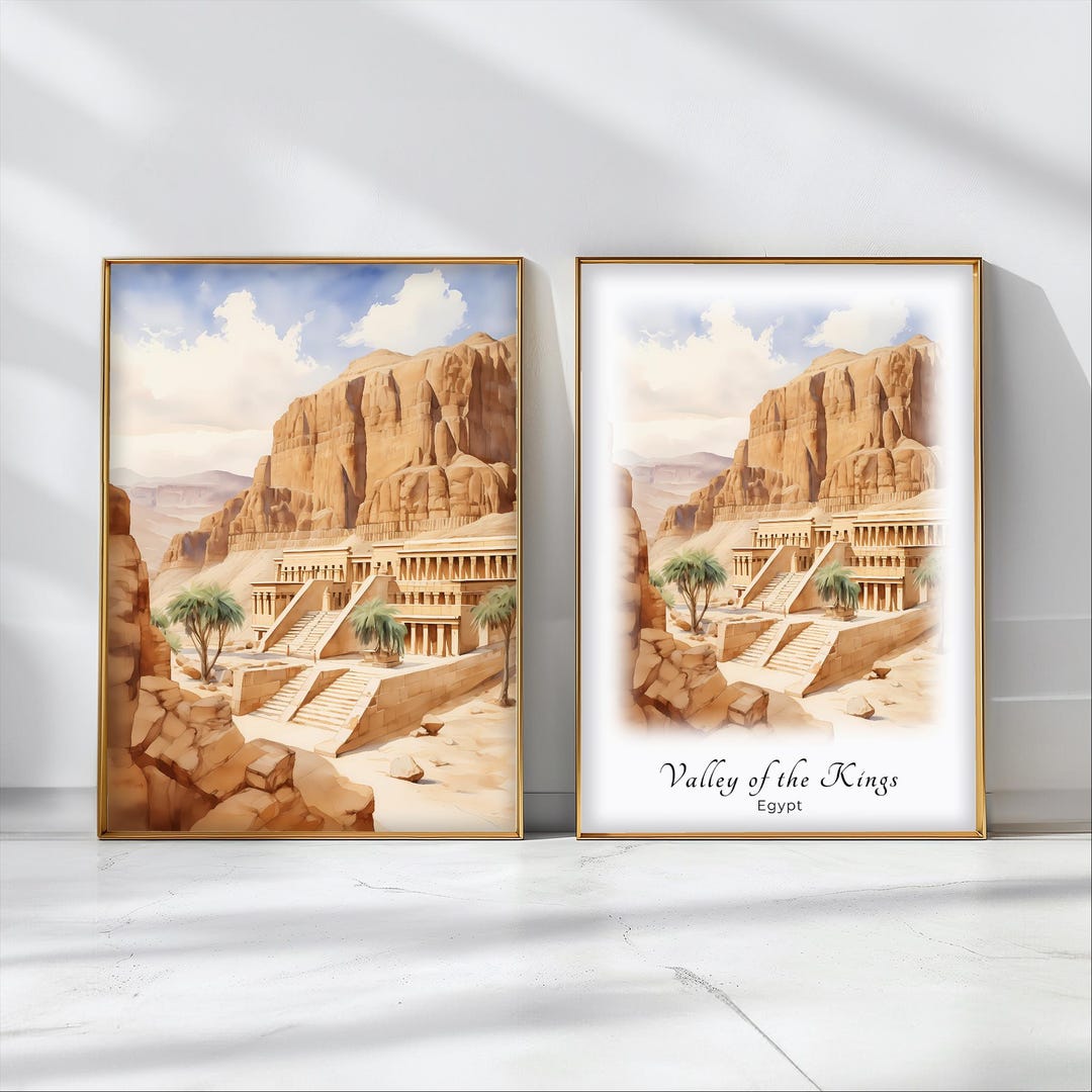Valley of the Kings Watercolor Poster Travel Art Print Egypt Landscape ...