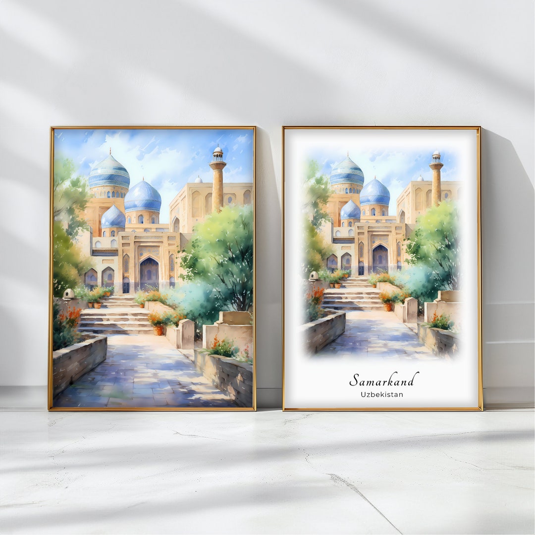 Samarkand Watercolor Poster Travel Art Print Uzbekistan Landscape Art ...