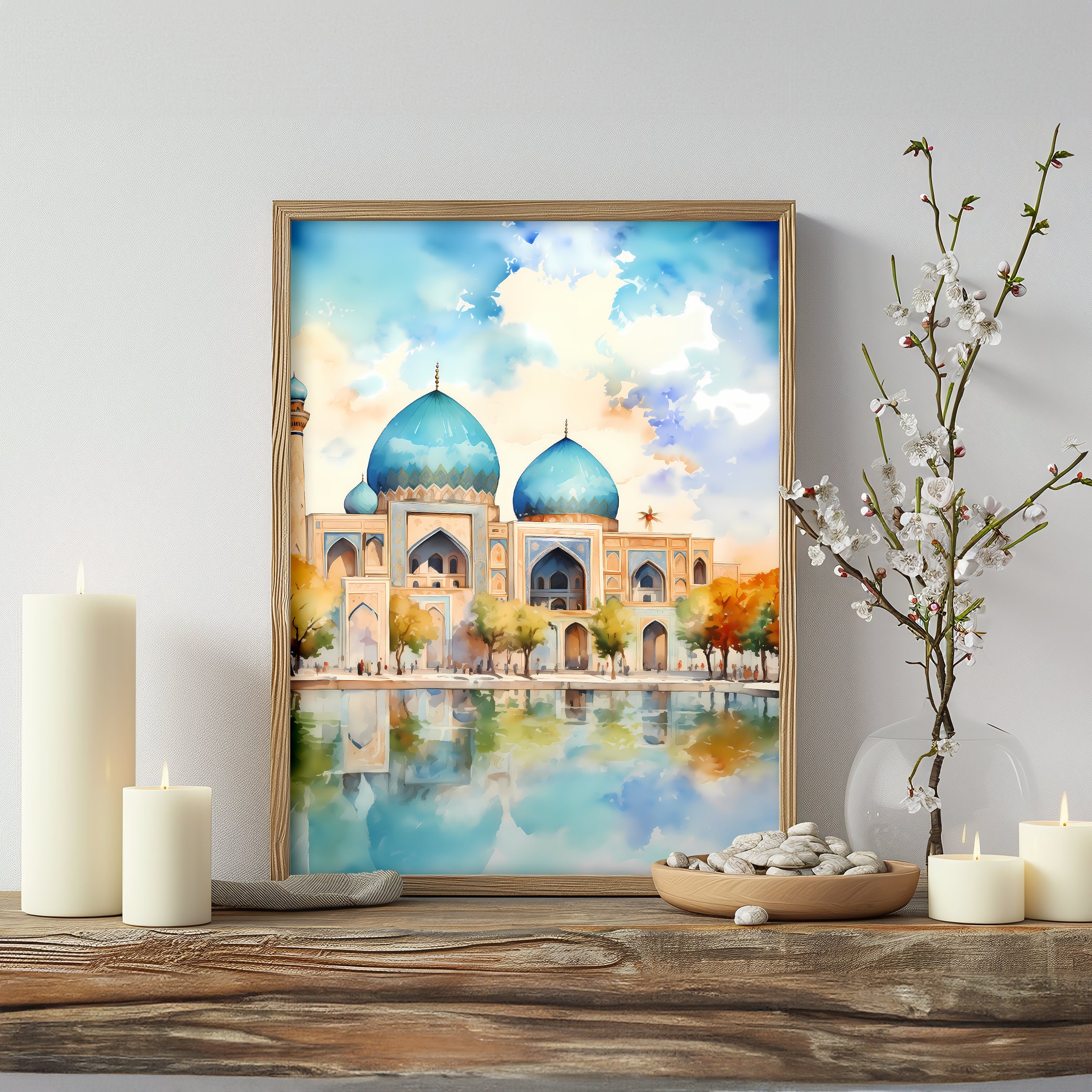 Isfahan Watercolor Poster Travel Art Print Iran Landscape Art Decor ...