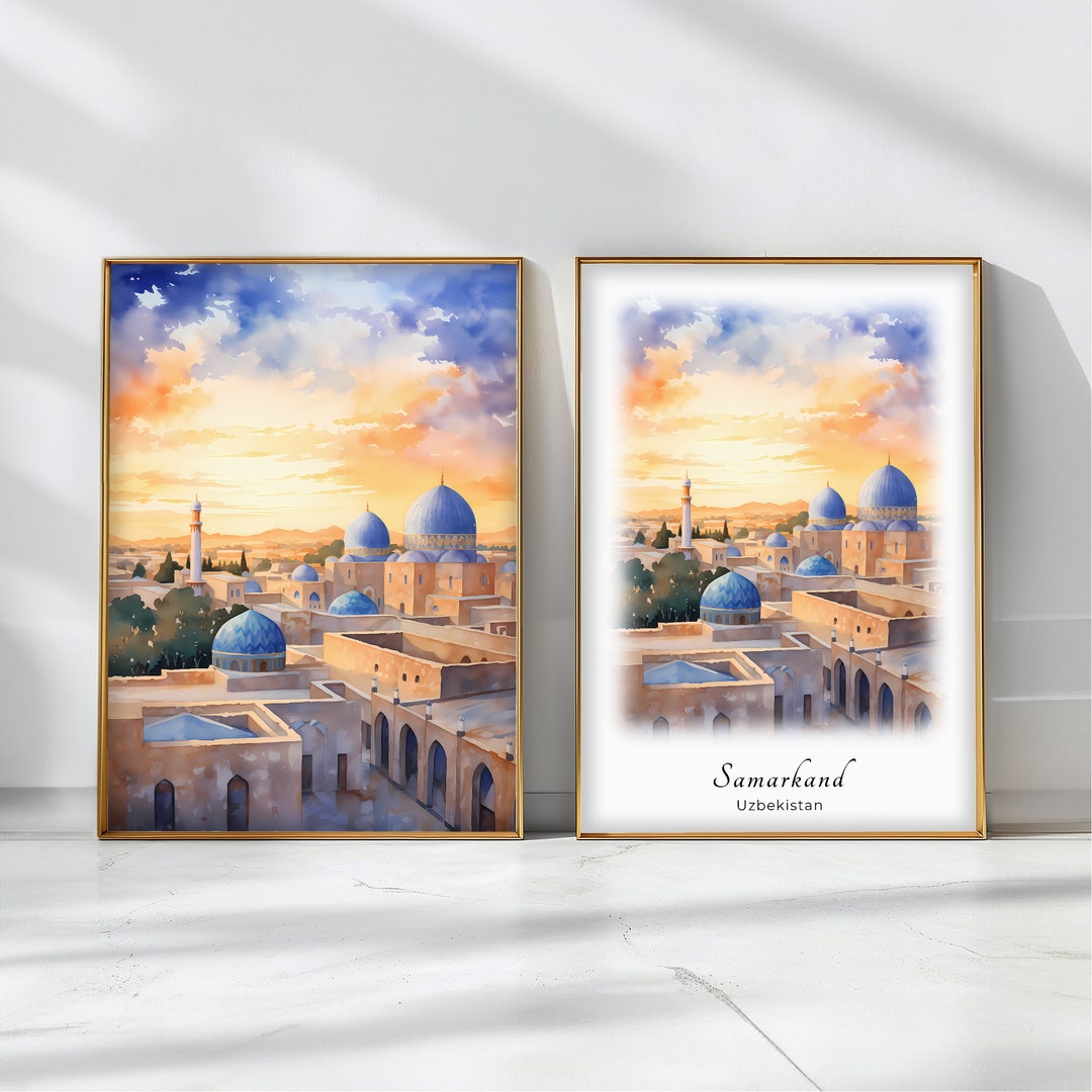 Samarkand Watercolor Poster Travel Art Print Uzbekistan Landscape Art ...
