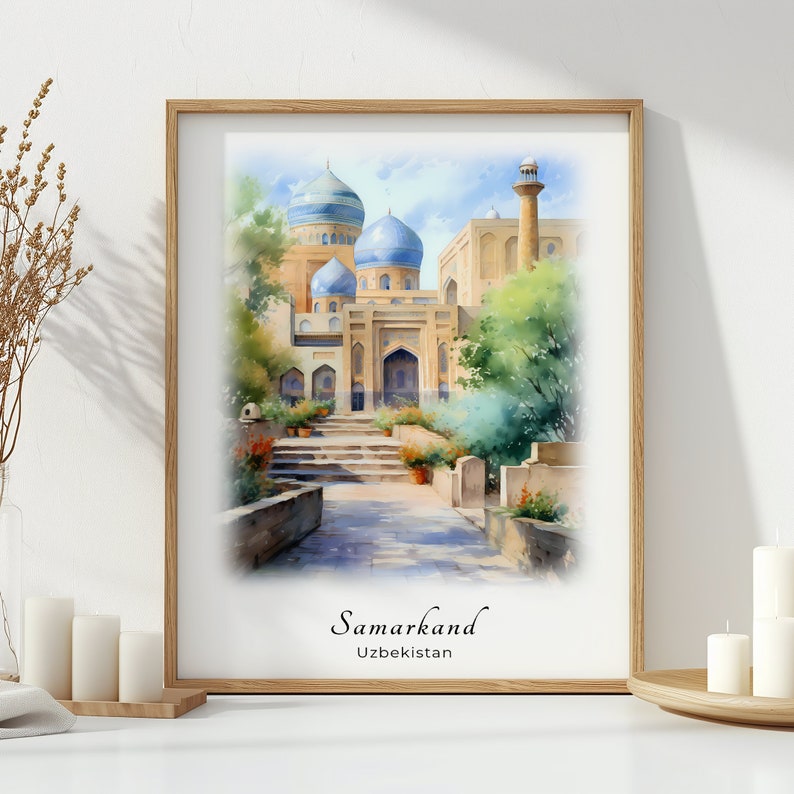 Samarkand Watercolor Poster Travel Art Print Uzbekistan Landscape Art ...