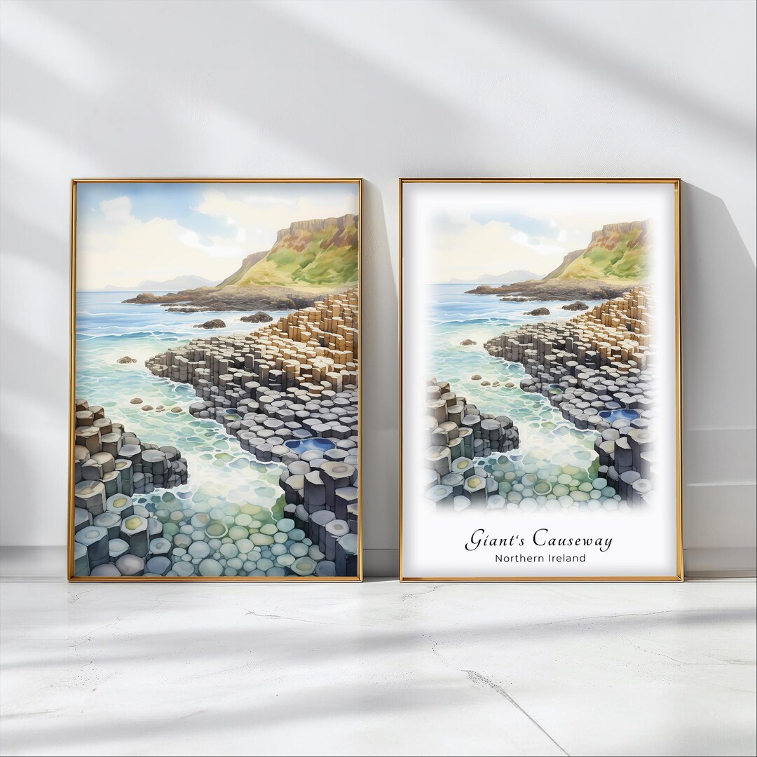 Giant's Causeway Watercolor Poster Travel Art Print Northern Ireland ...
