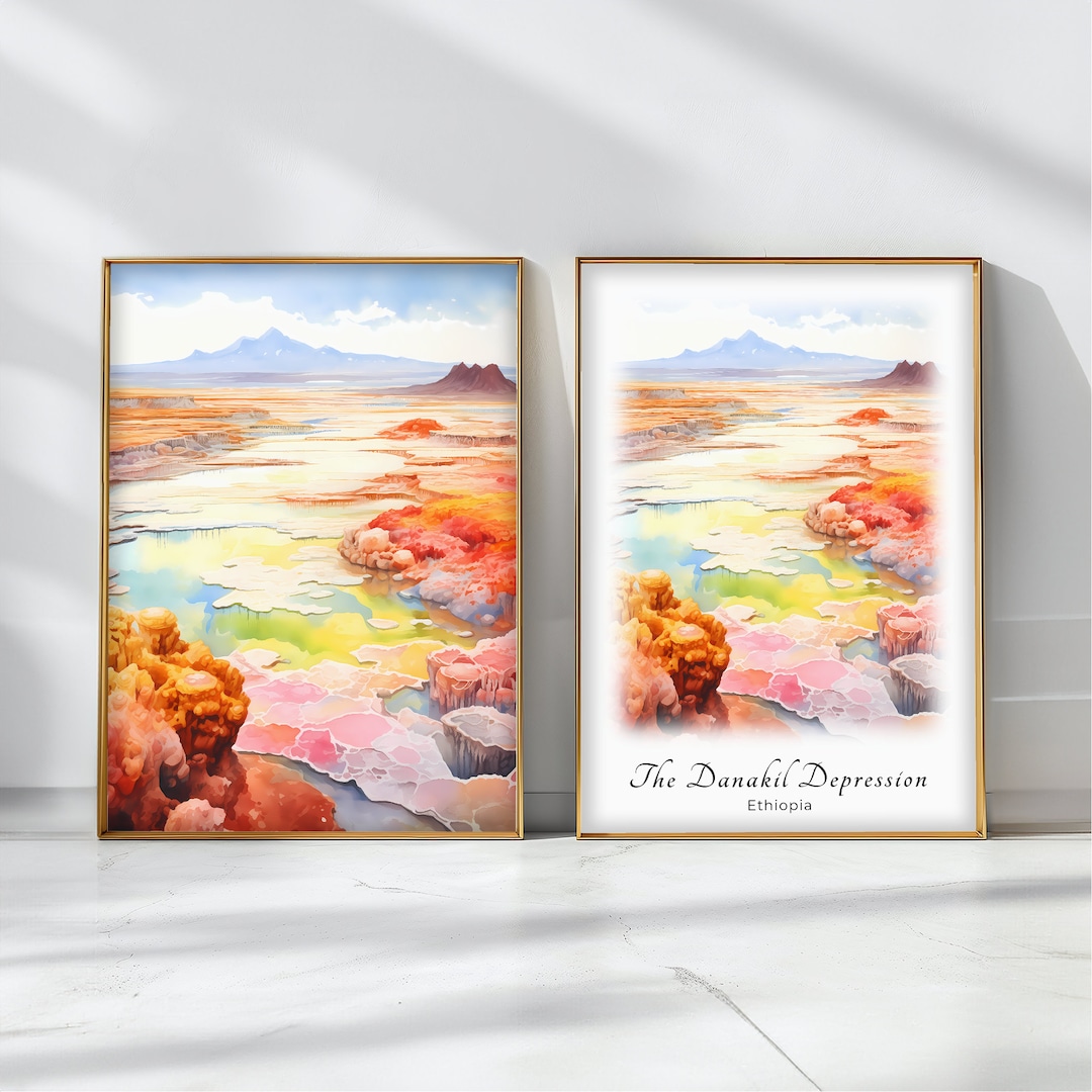 The Danakil Depression Watercolor Travel Poster Art Print the Danakil ...