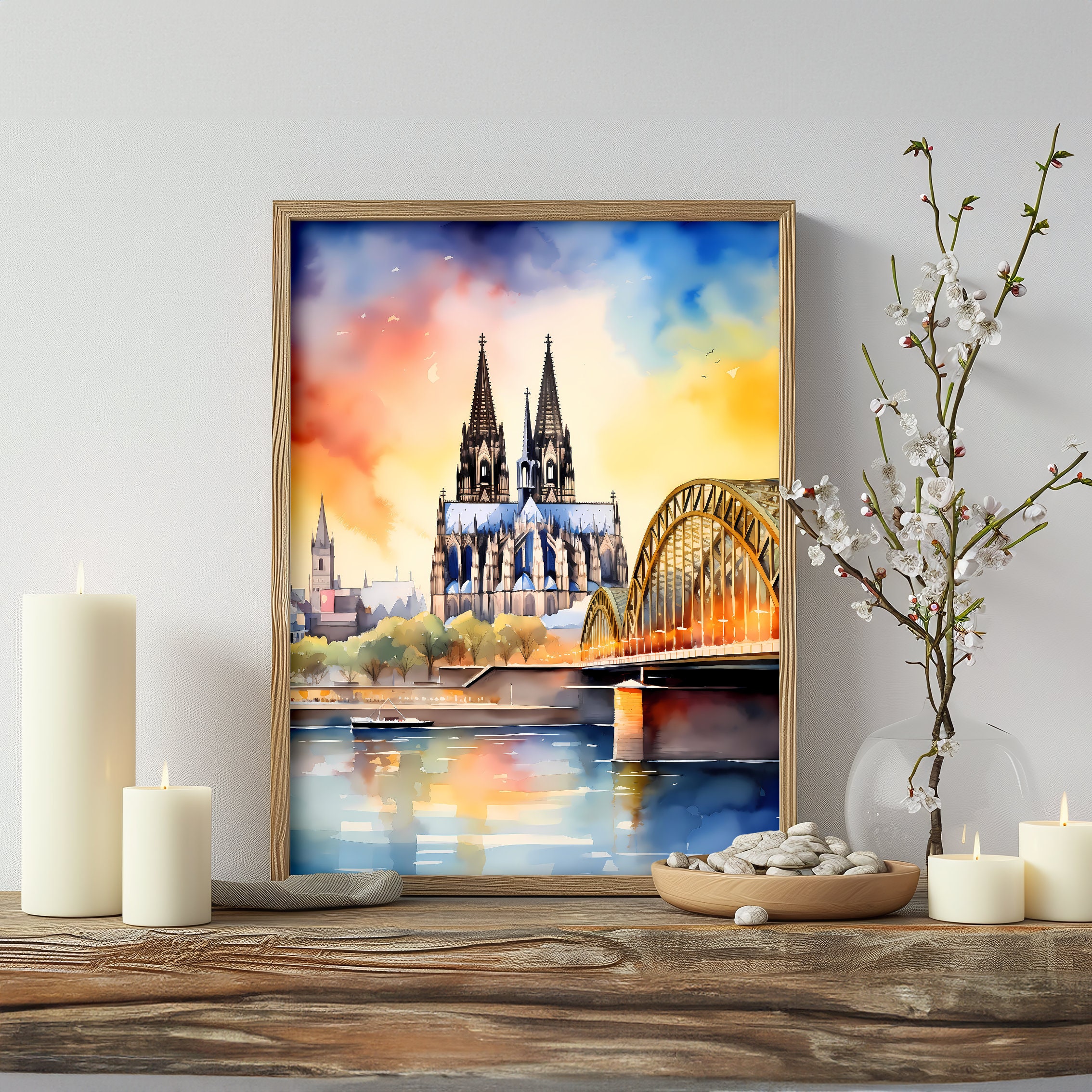 Cologne Watercolor Poster Travel Art Print Germany Landscape Art Decor ...